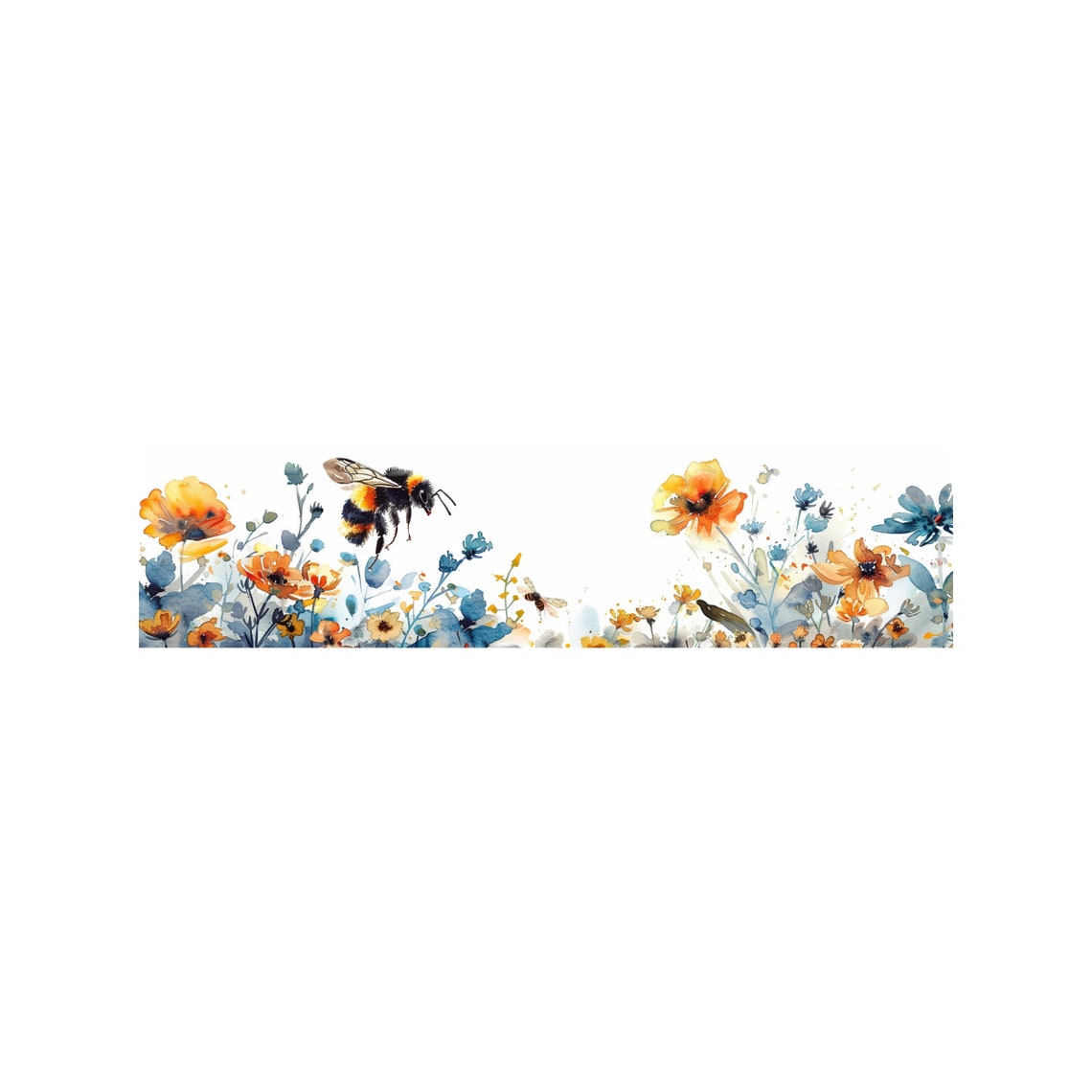 Bumblebee Flowers Border Clipart: High-resolution Bee PNG (commercial ...