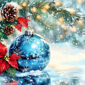 Blue Christmas Ornament Digital Images: Holiday Clipart (digital ...