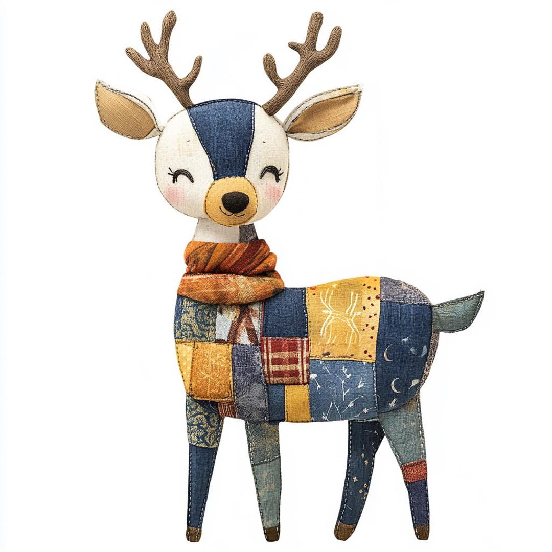 Watercolor Deer Patchwork Clipart, Commercial Use Deer Art, 10 JPG ...