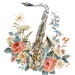 12 Floral Saxophone Clipart, PNG, Saxophone With Flowers Png, Printable ...
