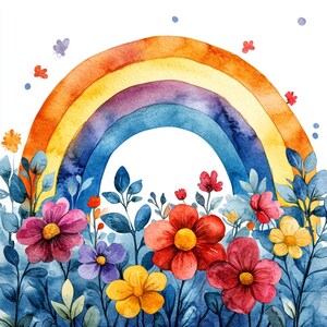 10 Rainbow Watercolor Clipart, JPG Cartoon Rainbow, Printable ...