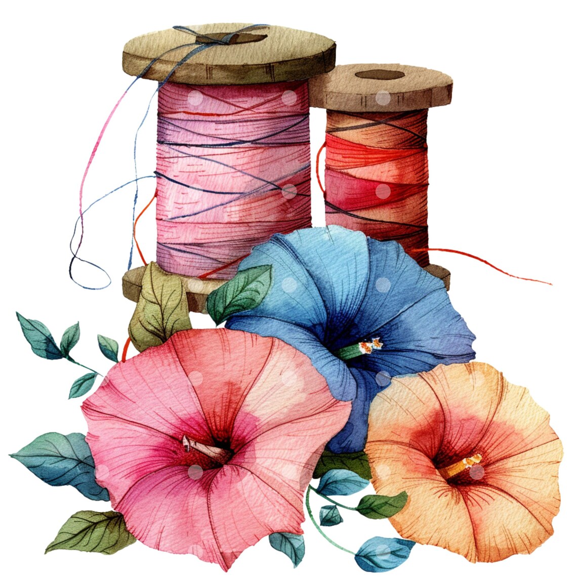 16 Vintage Spools Cliparts, PNG Clipart, Watercolor Spools. Printable ...