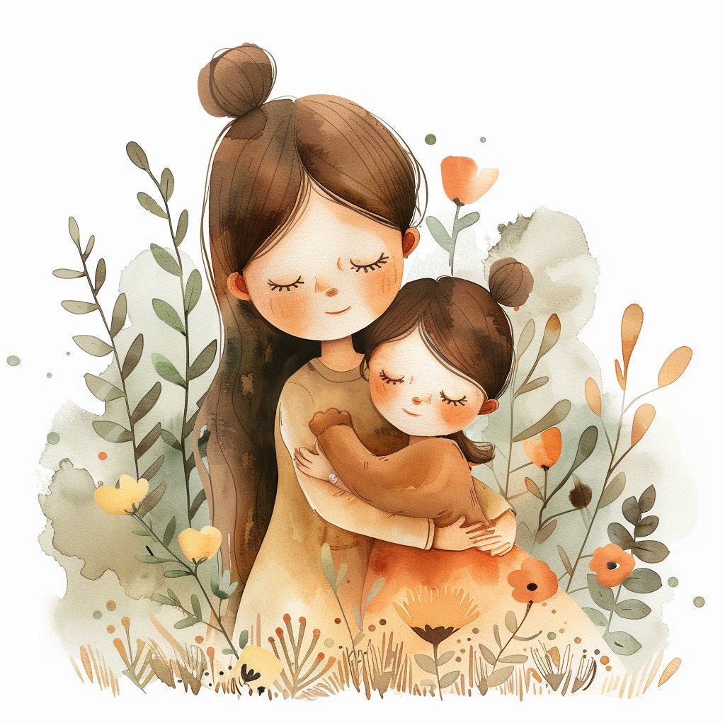 20 Watercolor Cute Mother's Day Clipart, Kawaii Mothers Day ...