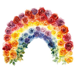 Watercolor Rainbow Roses Clipart: Floral PNG Images (digital Download ...