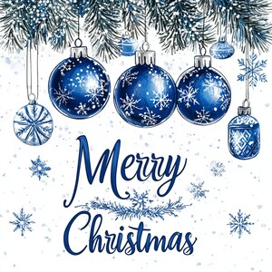 Blue Christmas Greeting Card: Festive Holiday Art (digital Image) - Etsy