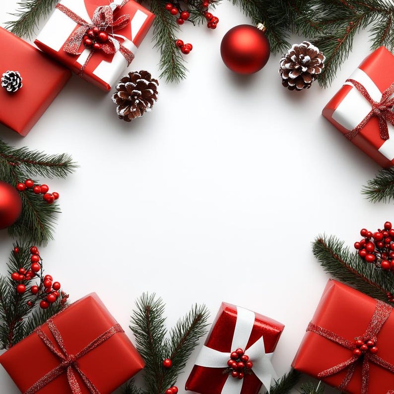 Christmas Frame Border Clipart: Festive Holiday Art (digital Download ...