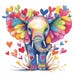 12 PNG Elephant Hearts Valentine Day Clipart, Cute Elephant Love ...