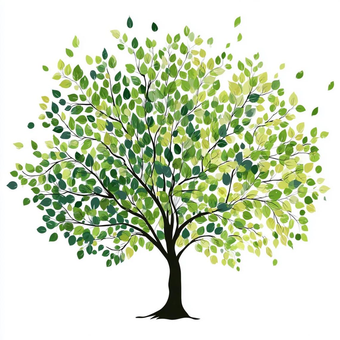 Watercolor Tree Clipart: Green Forest PNG Illustrations (digital ...