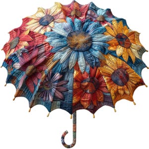 Patchwork Floral Umbrella Digital Image (PNG Clipart) - Etsy