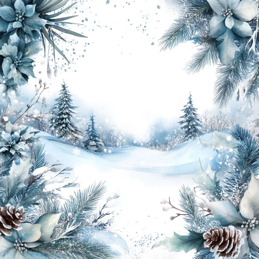 Christmas Watercolor Frame Clipart: Festive Winter Borders (digital ...