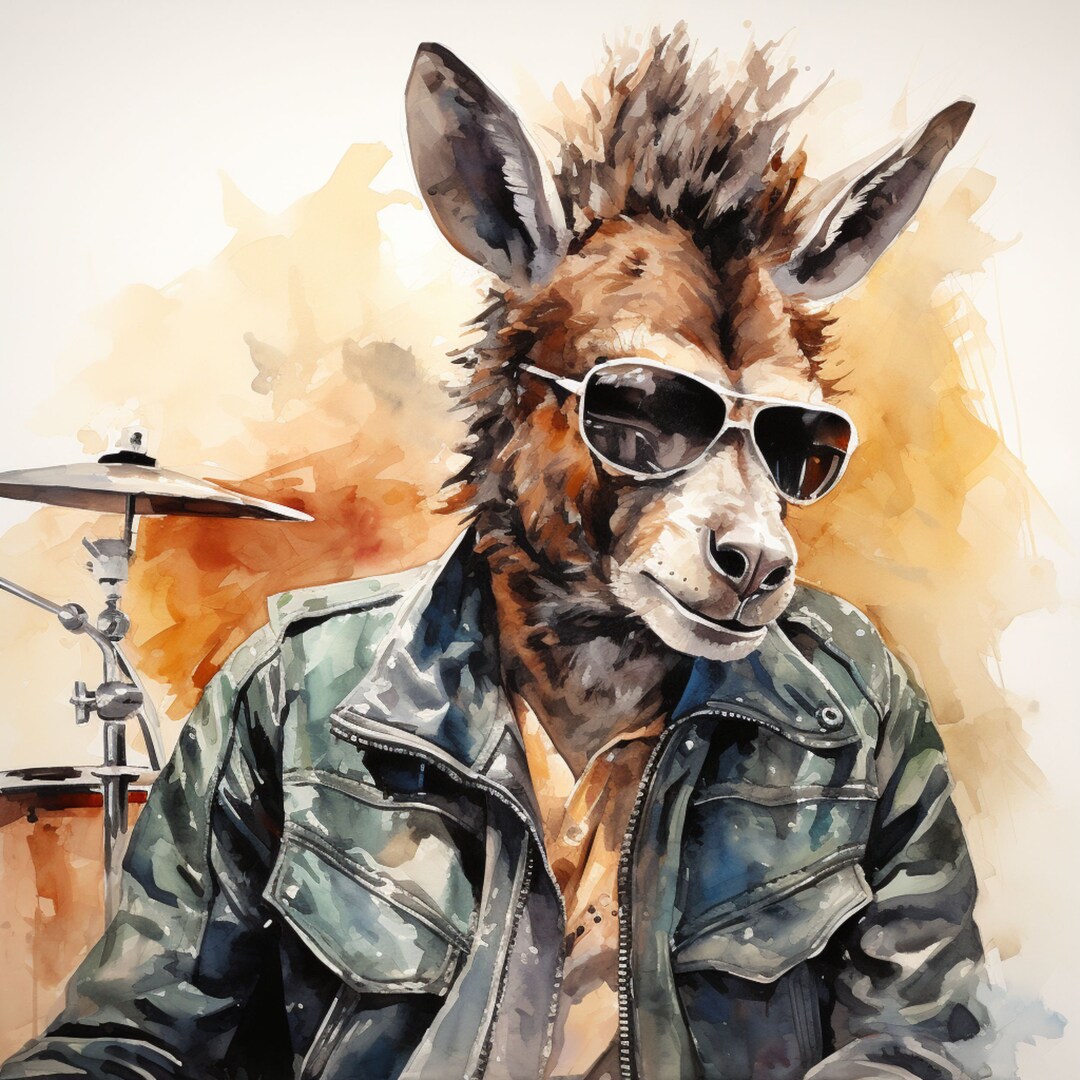 10 Rocker Donkey Cliparts, JPG Donkey Image, Donkey Playing Guitar ...