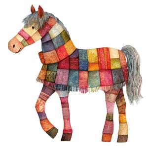 12 PATCHWORK Colorful HORSE Clipart, Horse Digital Patchwork Image ...