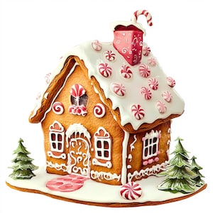 Christmas Gingerbread House Clipart: Festive Holiday Illustration ...