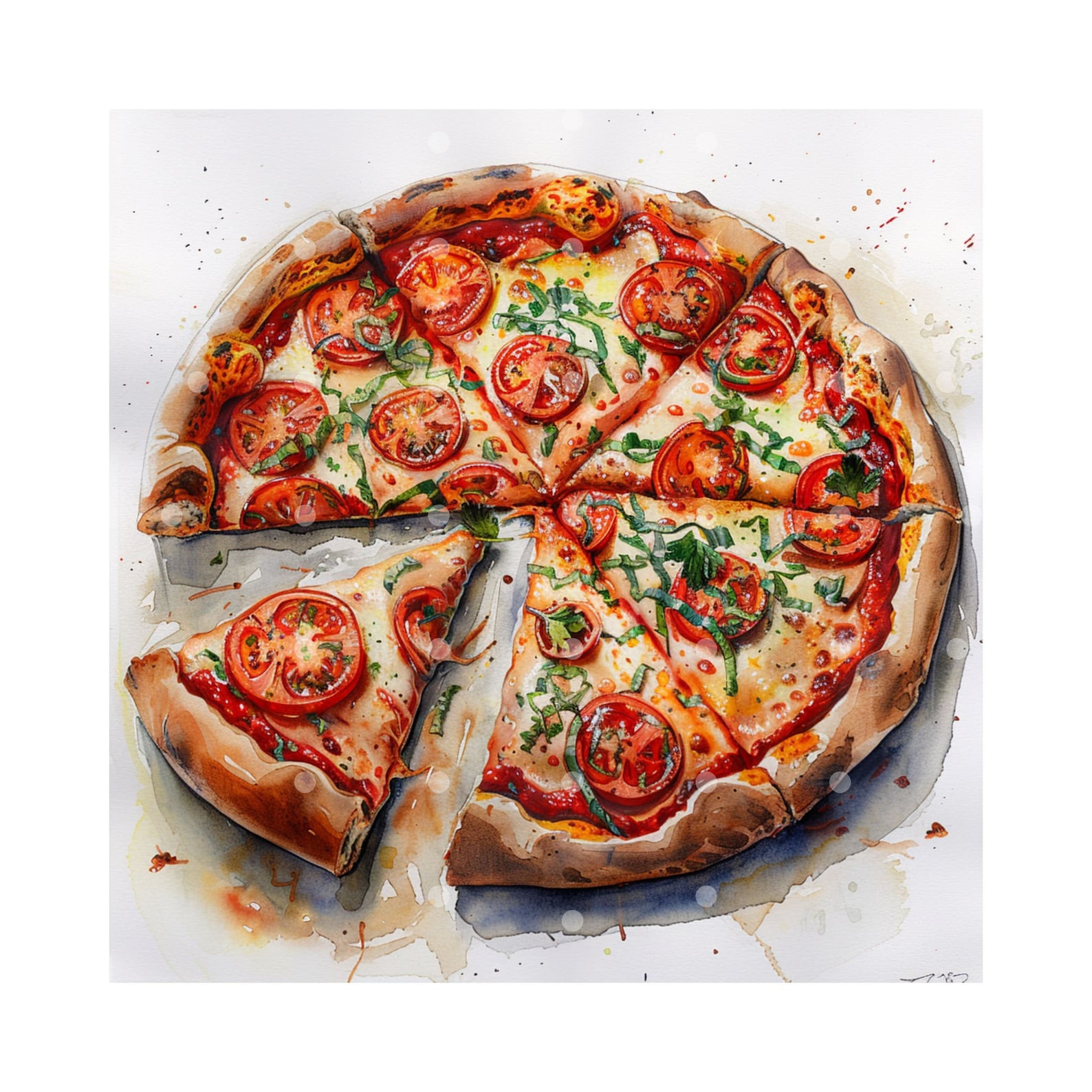 12 JPG Pizza Food Clipart, Animals Clipart, Printable Watercolor Pizza ...