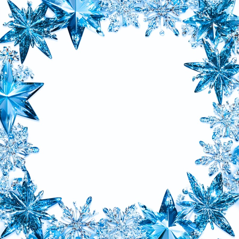 Christmas Snowflake Frame Clipart: Icy Winter Border (digital Images ...