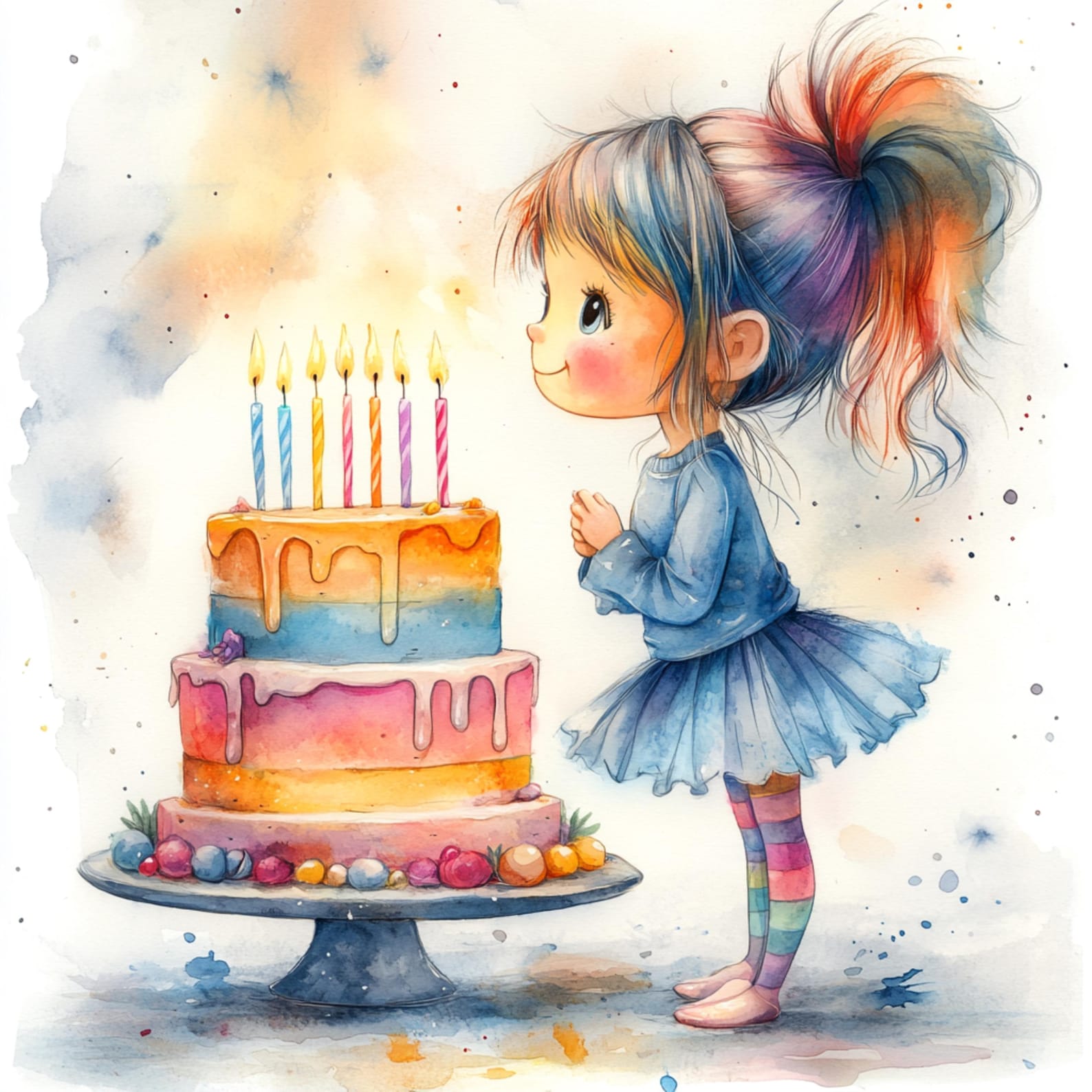 10 Birthday Girl Clipart, Cake With Candles Clipart, Cute Girl Cake ...