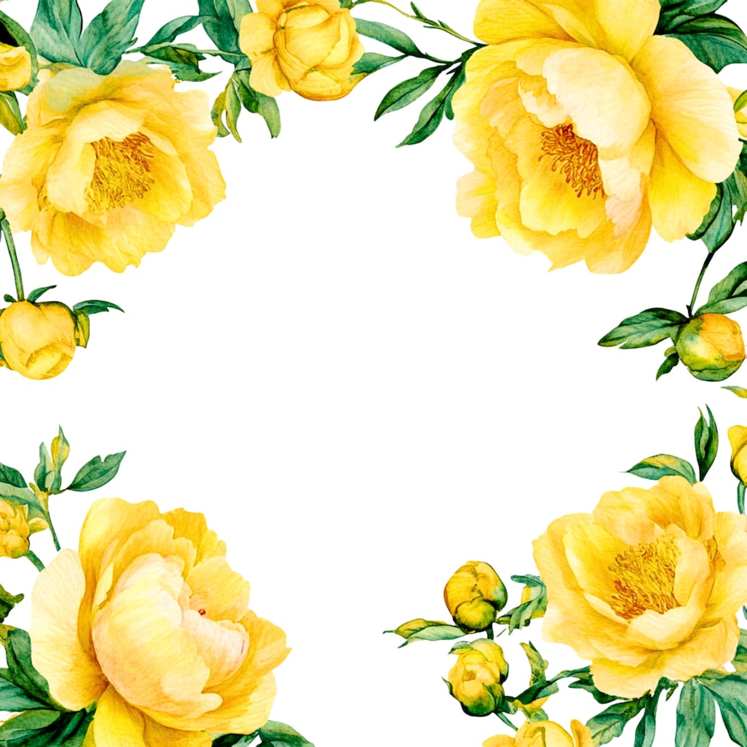 12 PNG Yellow Floral Frame Clipart, High-quality, Digital Download ...