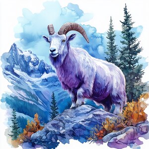 10 Aries Zodiac Sign Clipart, Mountain Goat Wall Art, High-quality JPG ...