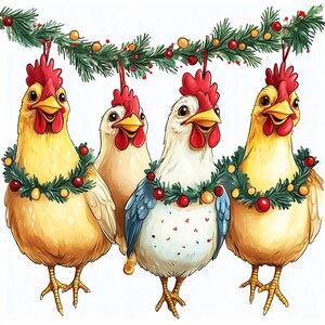 Christmas Chicken Clipart: Festive Holiday Designs (digital Download ...
