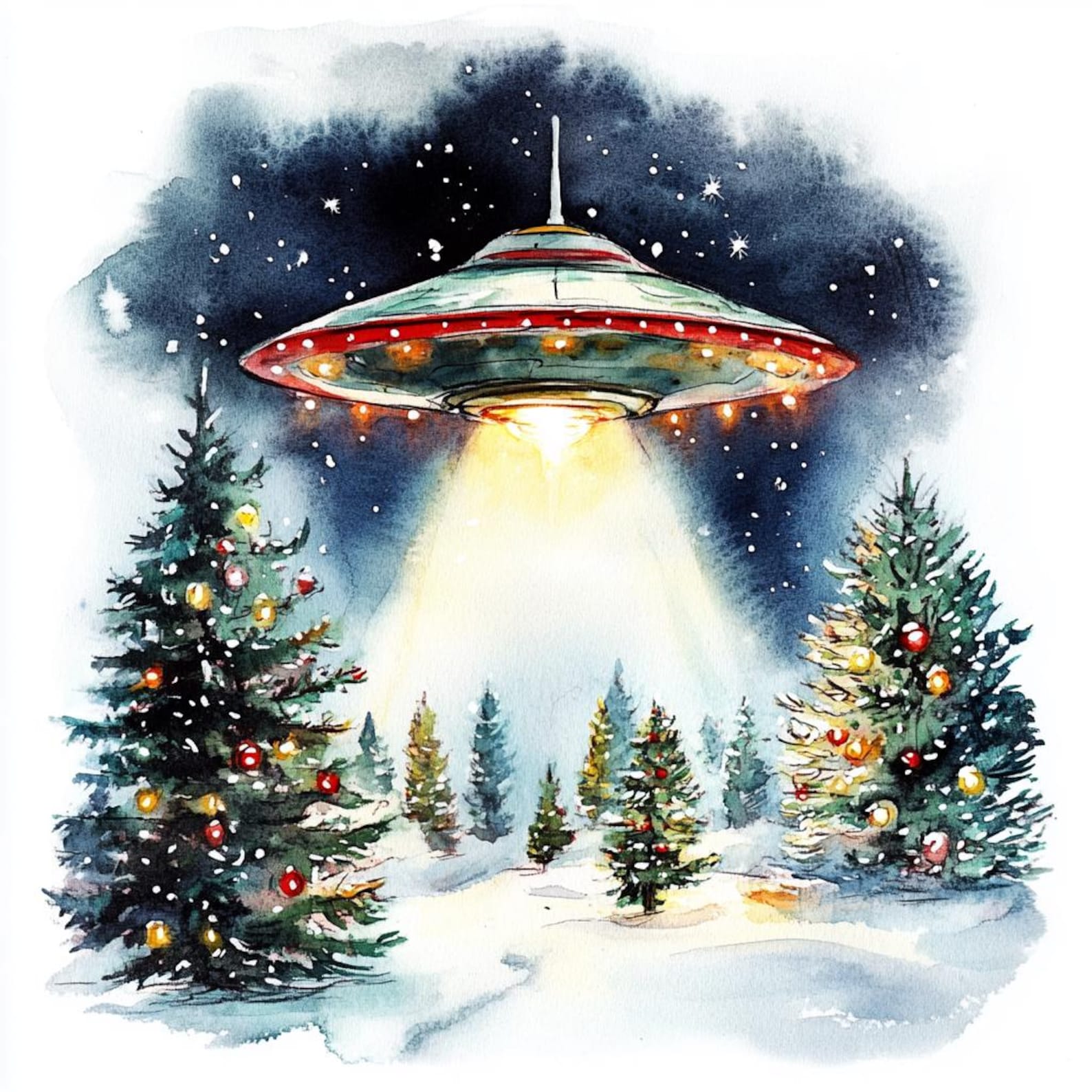 UFO Christmas Clipart: Holiday Space Art (digital Download), Spring ...