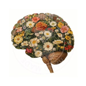 12 JPG Floral Brain Clipart , Flower and Brain Image, Printable ...