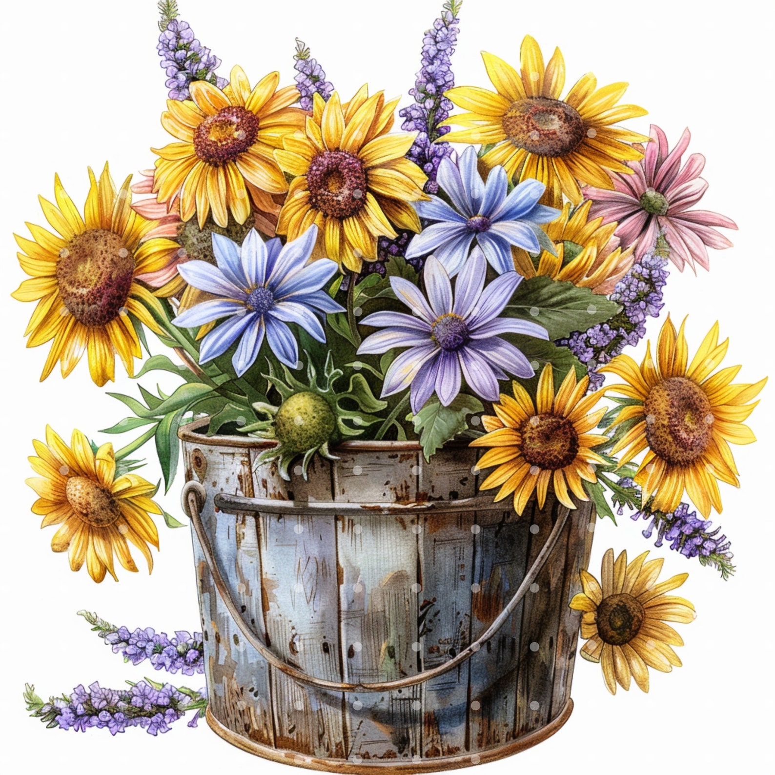 12 JPG Flower Buckets Clipart, Bucket With Flowers, High Quality ...