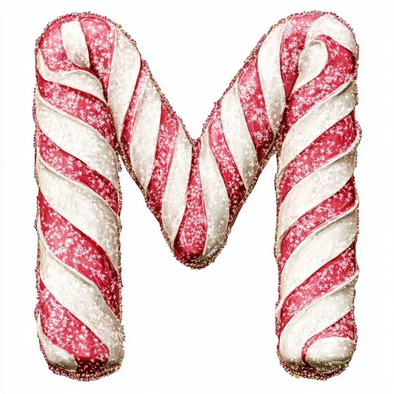 Christmas Candy Alphabet PNG: Glittering Candy Cane Font (digital ...