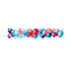 Birthday Balloons Border Clipart: Party PNG Graphics (digital Download ...