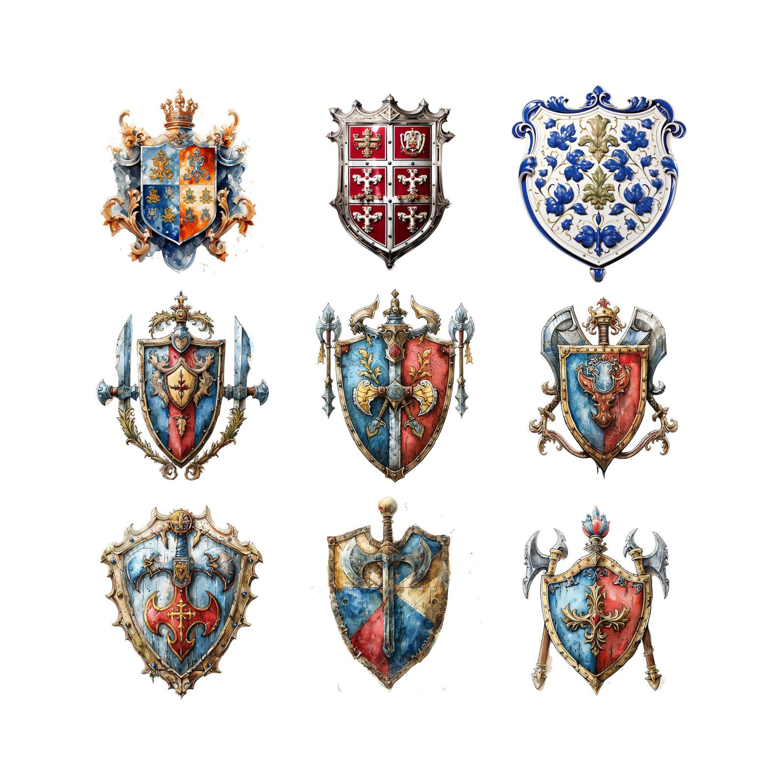 200 HERALDIC SHIELD CLIPARTS, Png Regalias, Heraldic Simbols on Shield ...