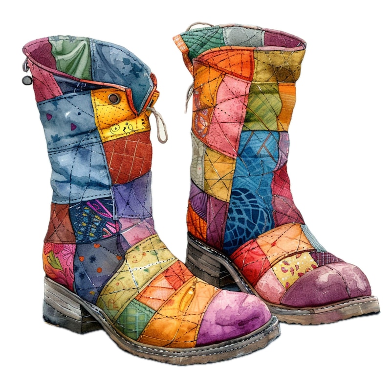 Patchwork Boots - Etsy
