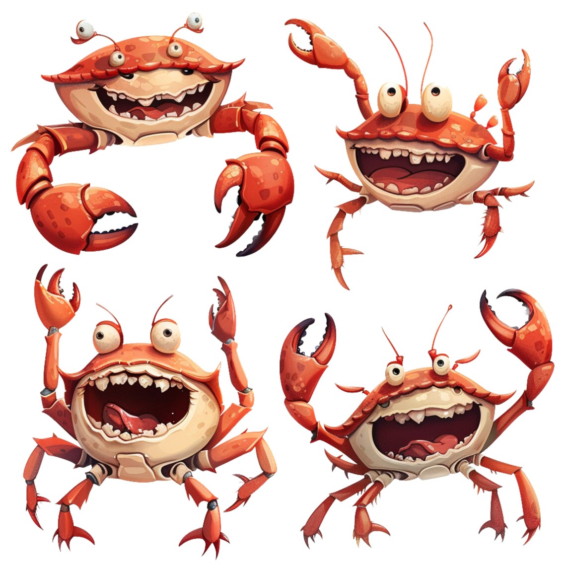 12 PNG Mutant Crabs Clipart Bundle, Blue Crab Wall Art, Crabs Party ...
