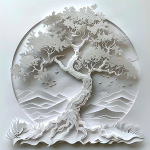12 Textured Relief Tree Wall Art, 5000x5000 JPG, Enchanted Bas-relief ...