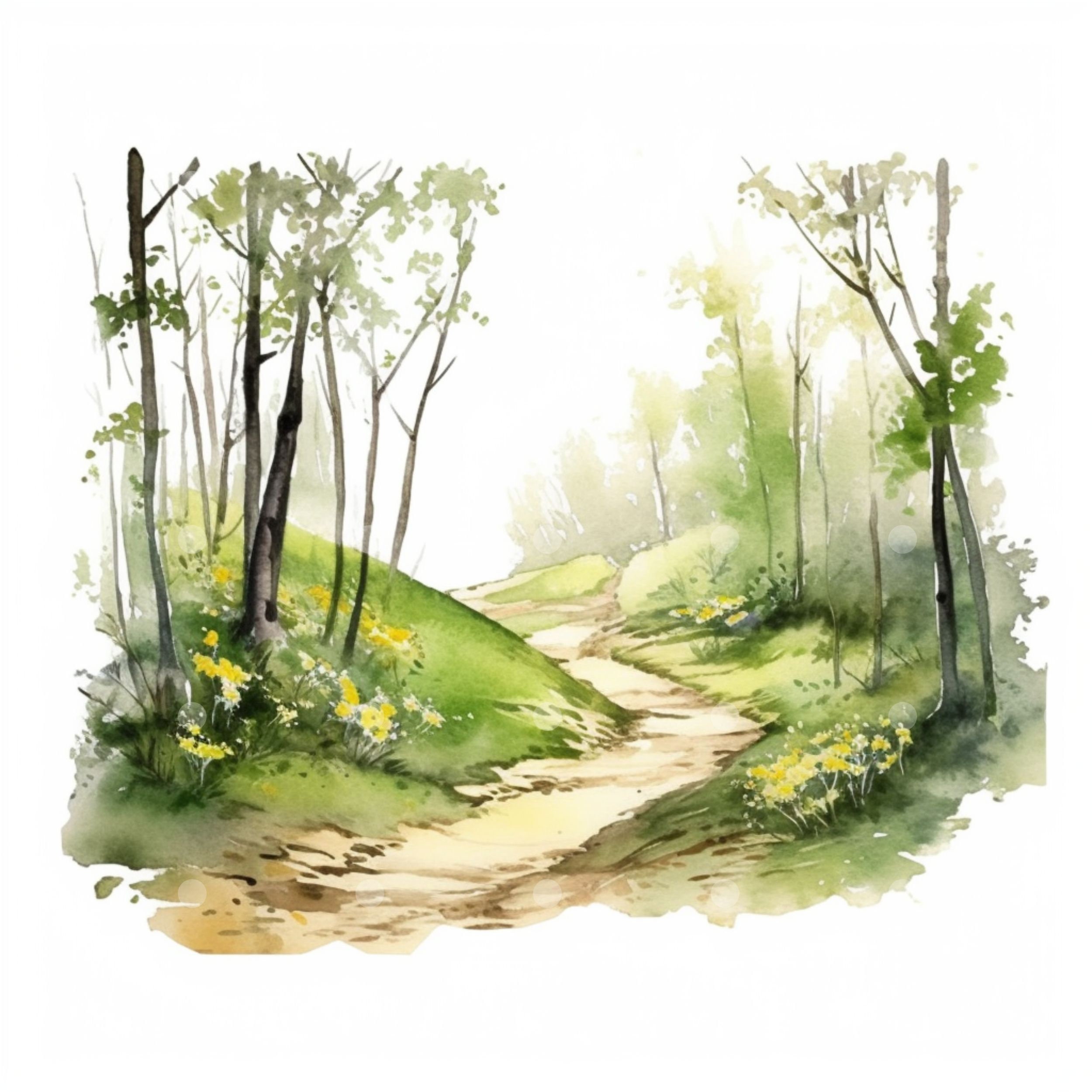 12 Forest Path Clipart, JPG, Camping, Watercolor Forest Path, Printable ...