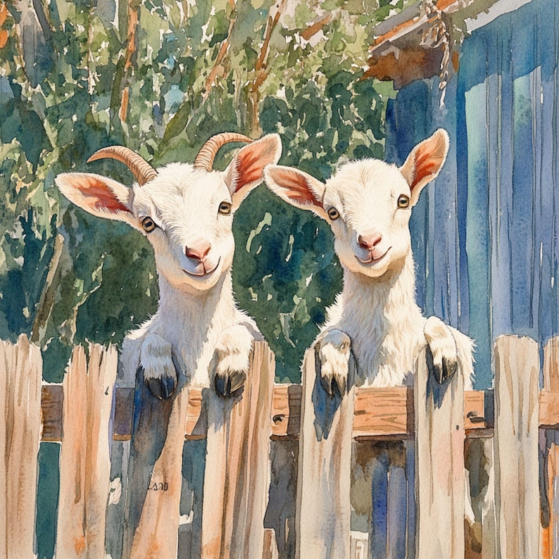 12 GOATS BEHIND the FENCE Clipart, Goat on a Farm Clipart, Goat ...