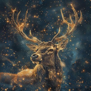 Magic Elk Clipart: Mystical Antlers, Christmas Wall Art (JPG Digital ...