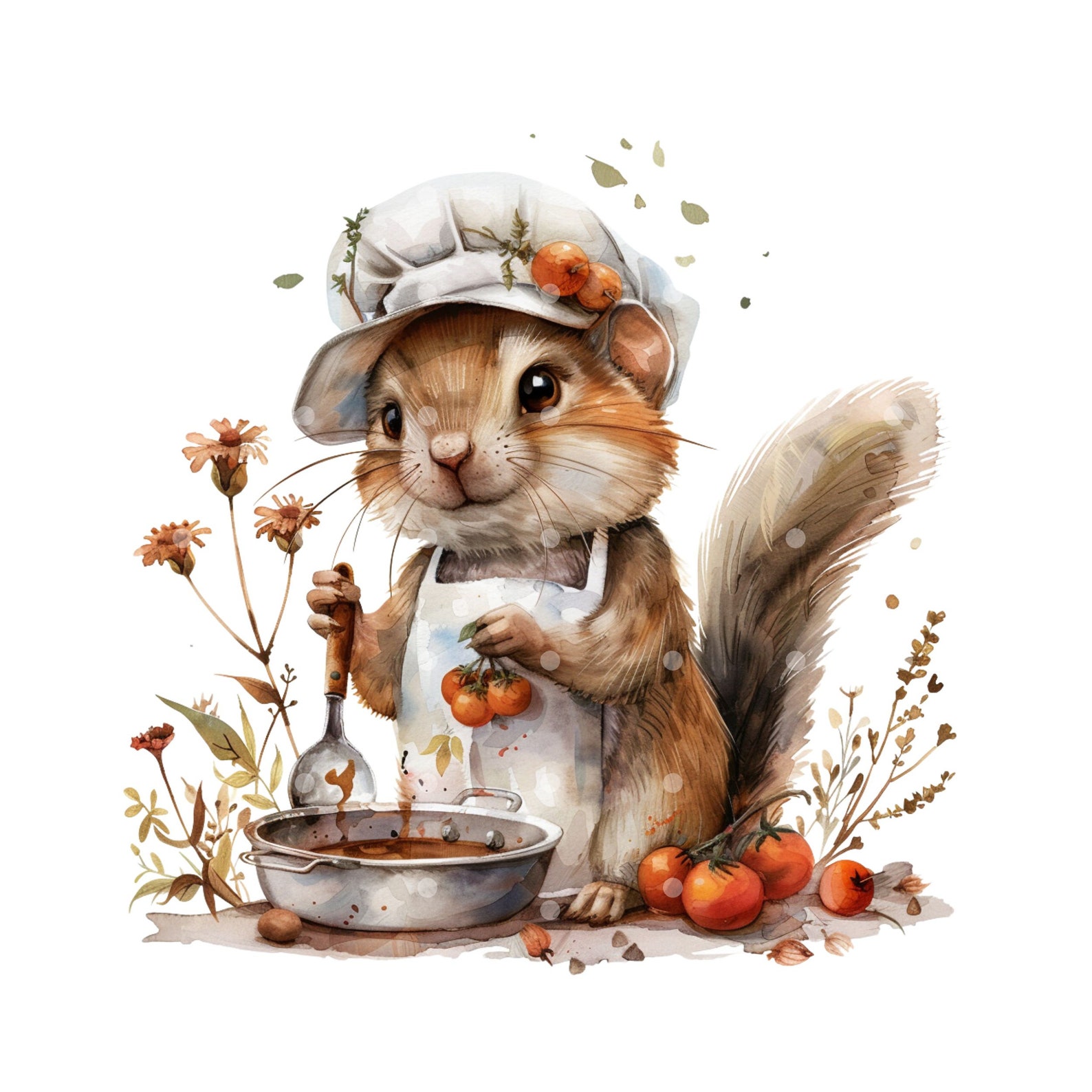 12 Cute Cooking Gopher Clipart, PNG, Gopher Printable Watercolor ...