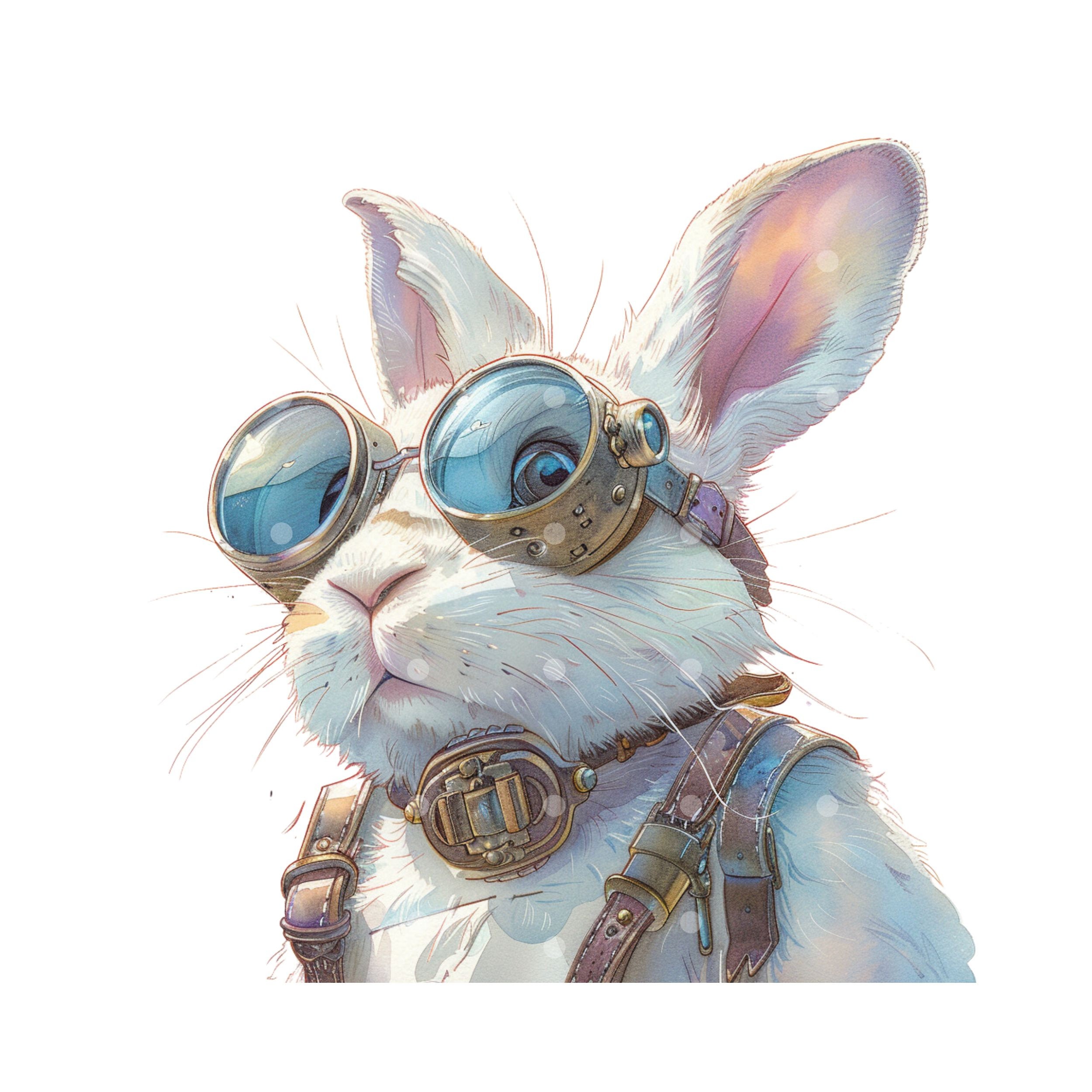 12 PNG Bunny Cyber Clipart, Rabbit Clipart, Cyber Bunny, Printable ...