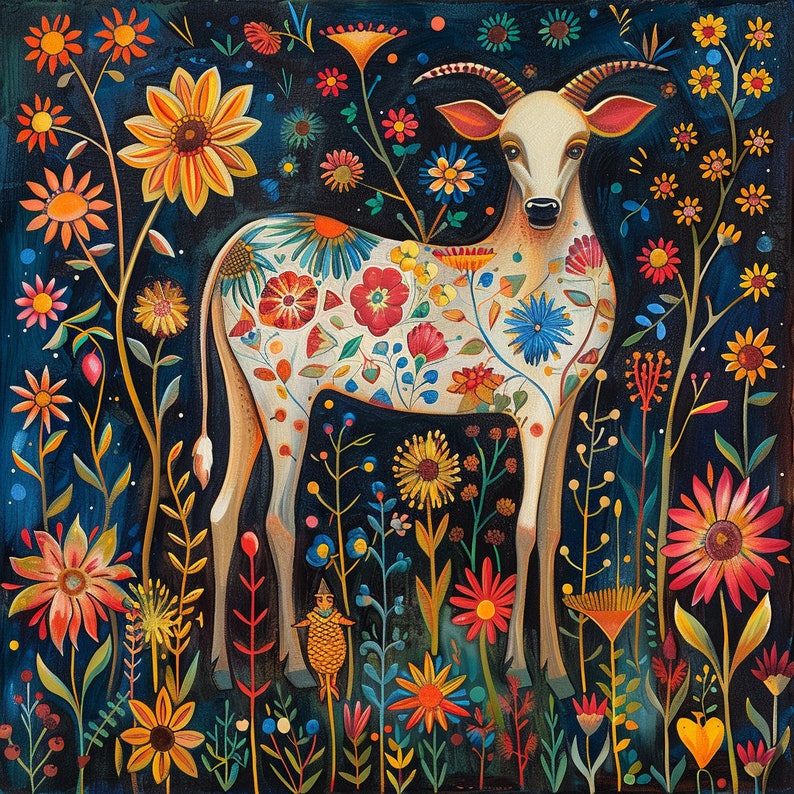 Folk Art Horse Clipart: Scandinavian Spring Animals (JPG) - Etsy