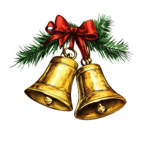 Christmas Bell Ornament Clipart: Festive Digital Image (PNG) - Etsy