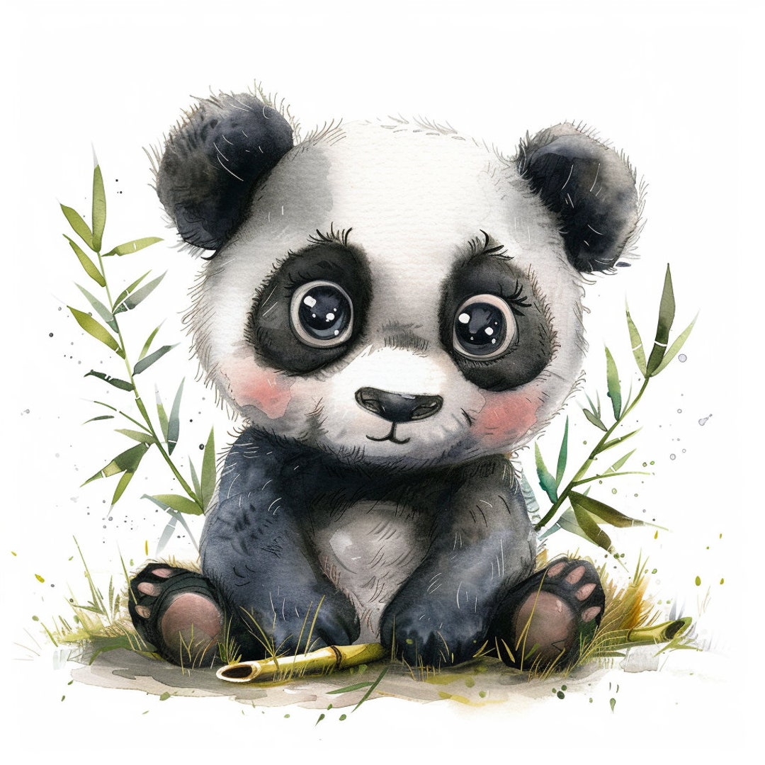 15 JPG Cartoon Pandas Clipart, Baby Panda Jpg, Printable Watercolor ...