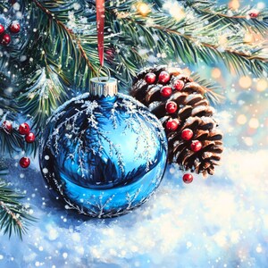 Blue Christmas Ornament Digital Images: Holiday Clipart (digital ...