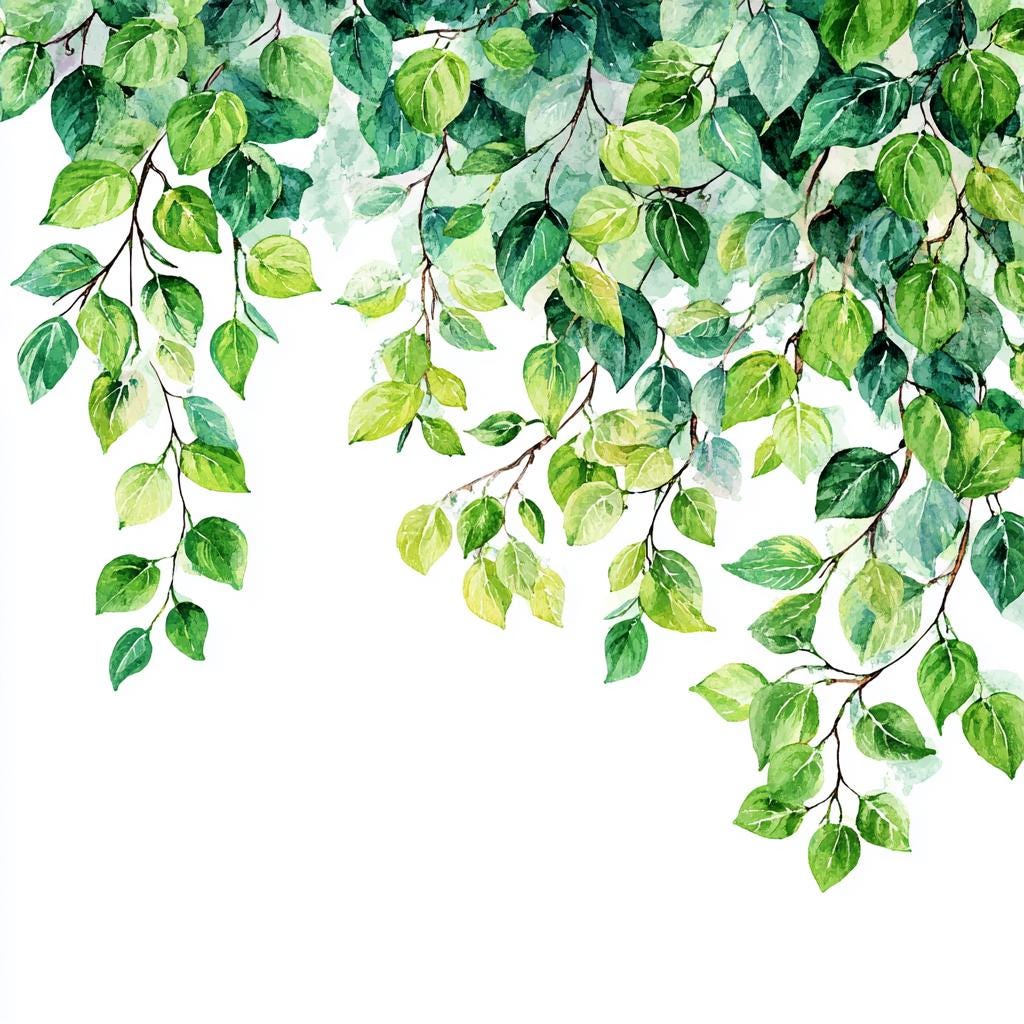Watercolor Green Leaves Clipart: Botanical PNG Branches (digital ...