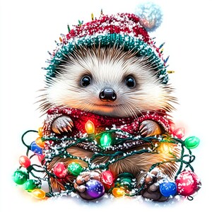 Christmas Hedgehog Clipart: Festive Holiday Animal Art (digital ...