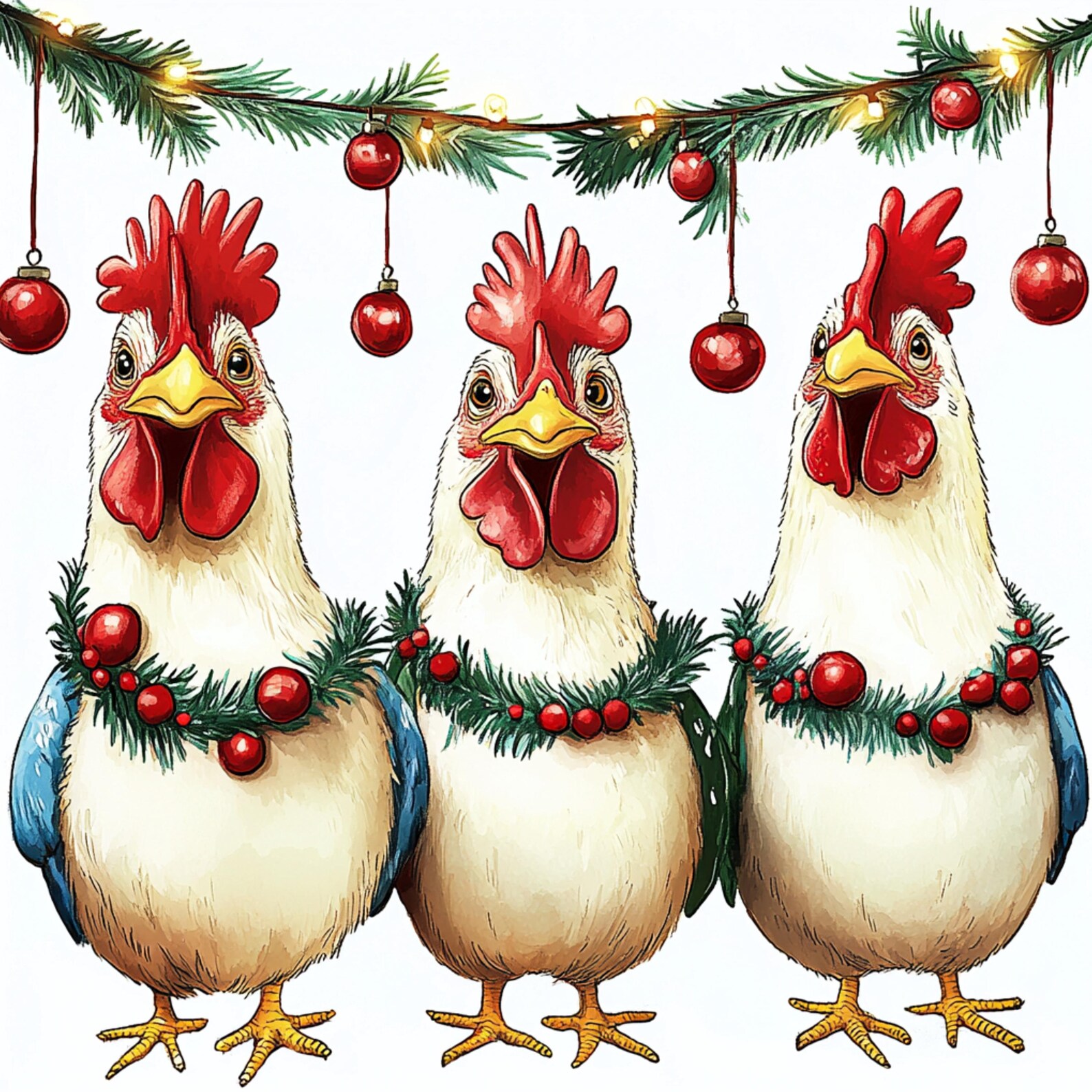 Christmas Chicken Clipart: Festive Holiday Designs (digital Download ...