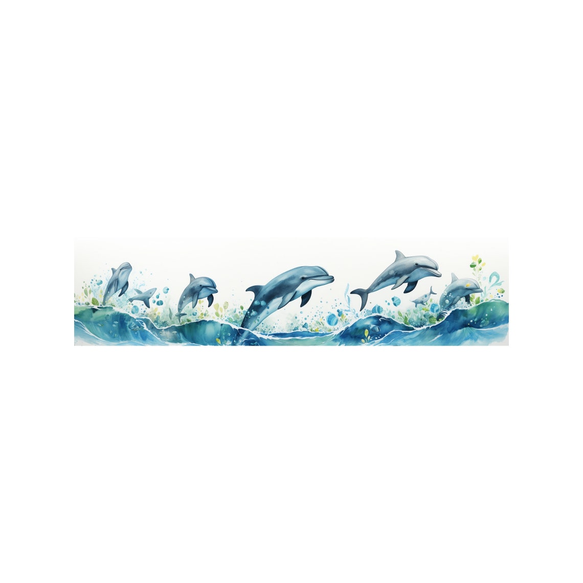 10 JPG Dolphins Border Clipart, Watercolor Dolphin, Clipart Border ...