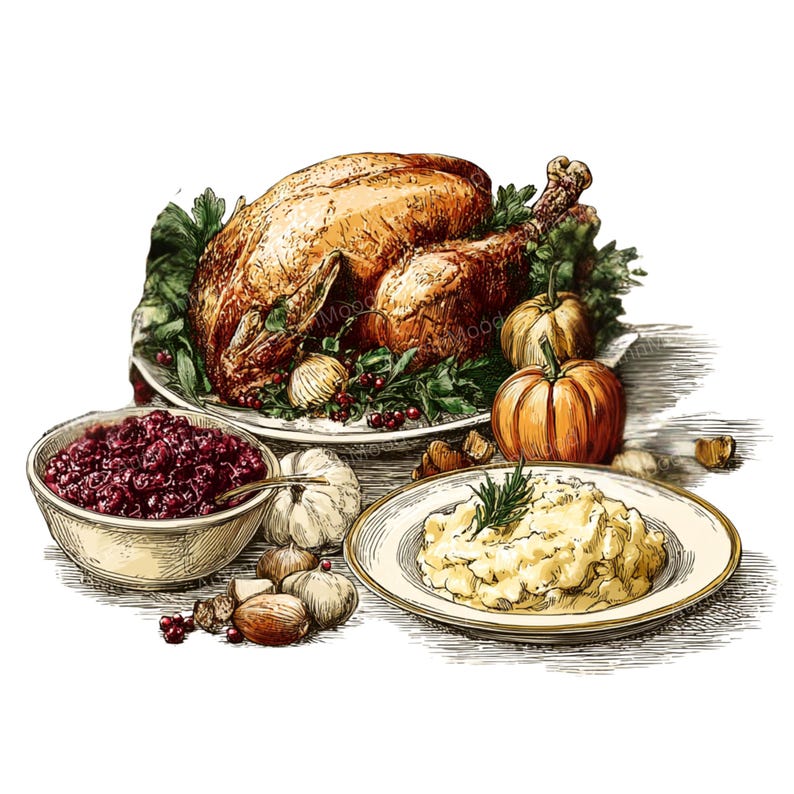 12 Thanksgiving Turkey Clipart: Holiday Feast PNG (digital Download) - Etsy