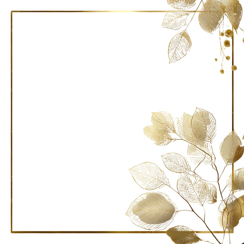 12 Gold Leaf Frame Clipart: Elegant PNG Borders (digital Download ...