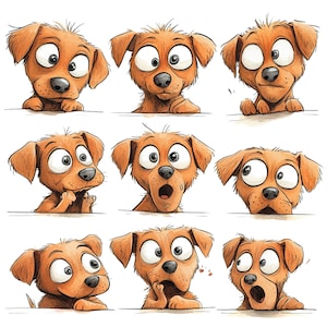 Funny Dog Clipart: Goofy Watercolor Dog Icons (PNG) - Etsy