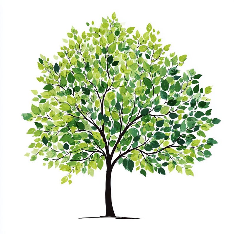 Watercolor Tree Clipart: Green Forest PNG Illustrations (digital ...