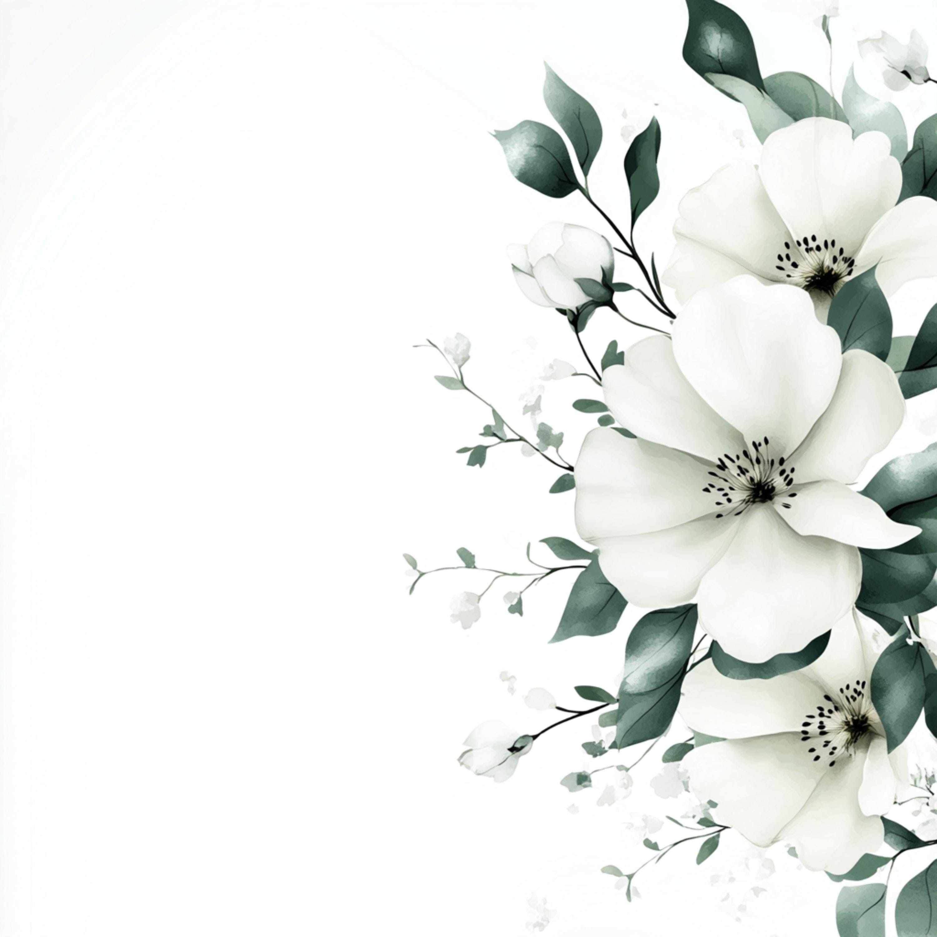 Floral Side Border Clipart: Pastel Watercolor Flowers (digital Download ...